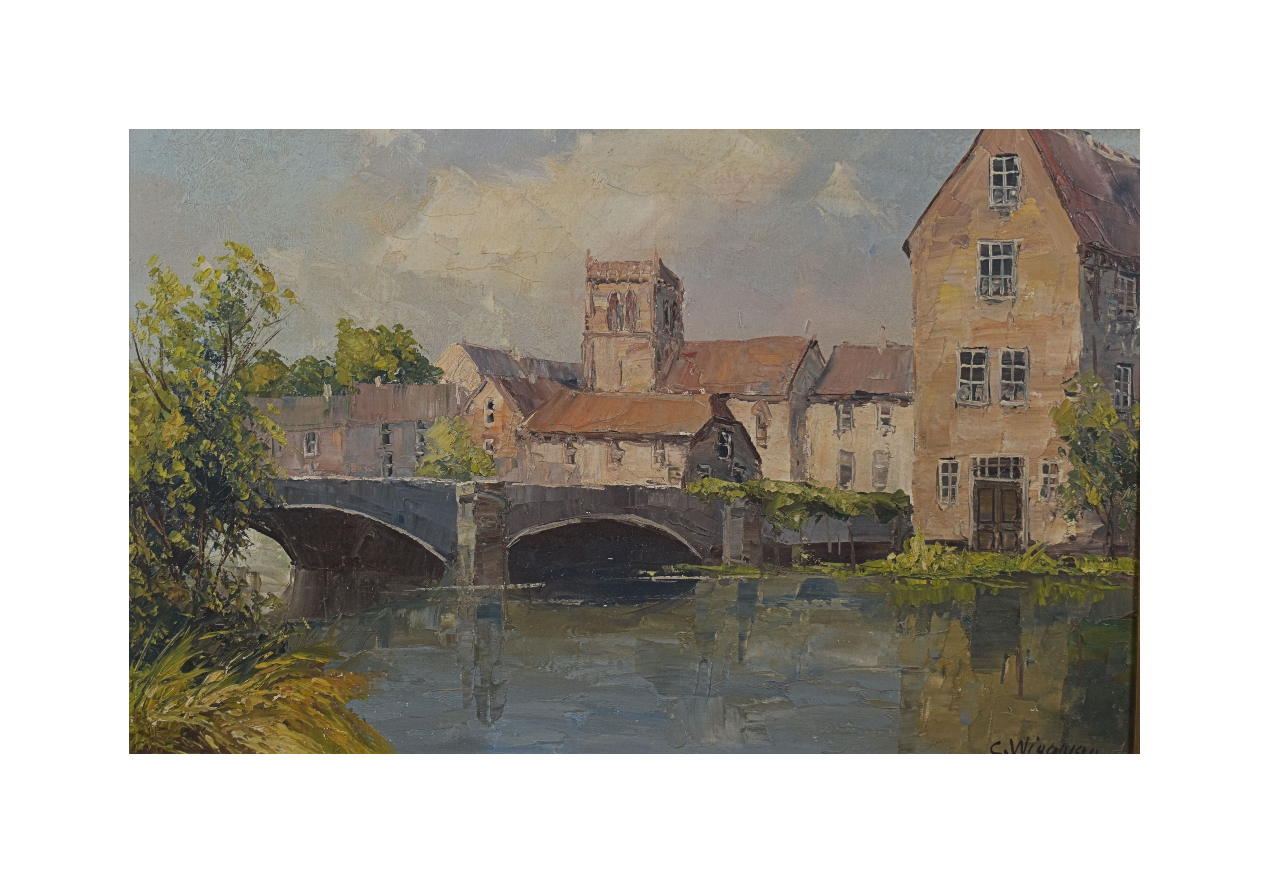 Historic Bridge Crossing River Frome Wareham Oil Painting Gerard ...