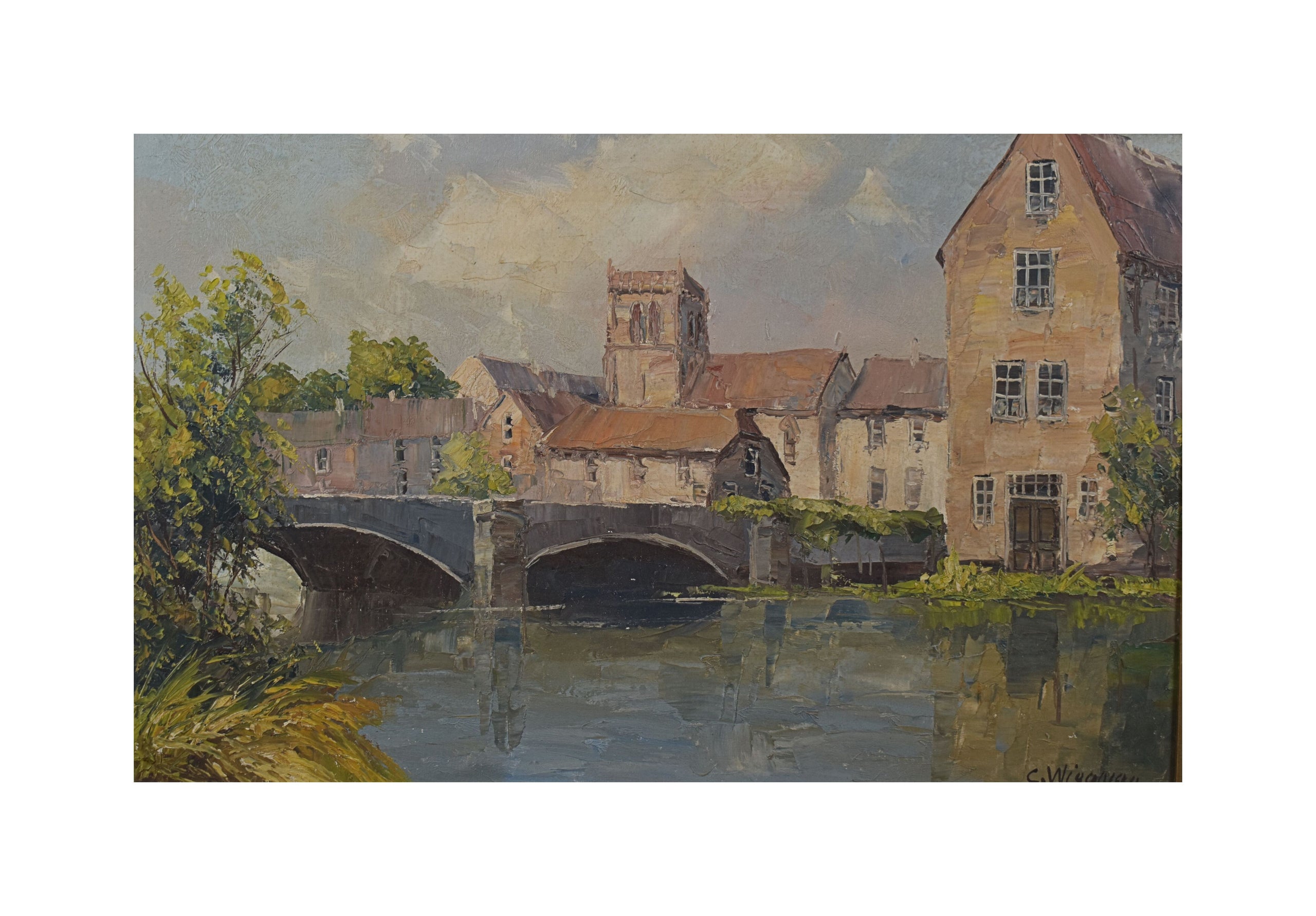 Historic Bridge Crossing River Frome Wareham Oil Painting Gerard ...