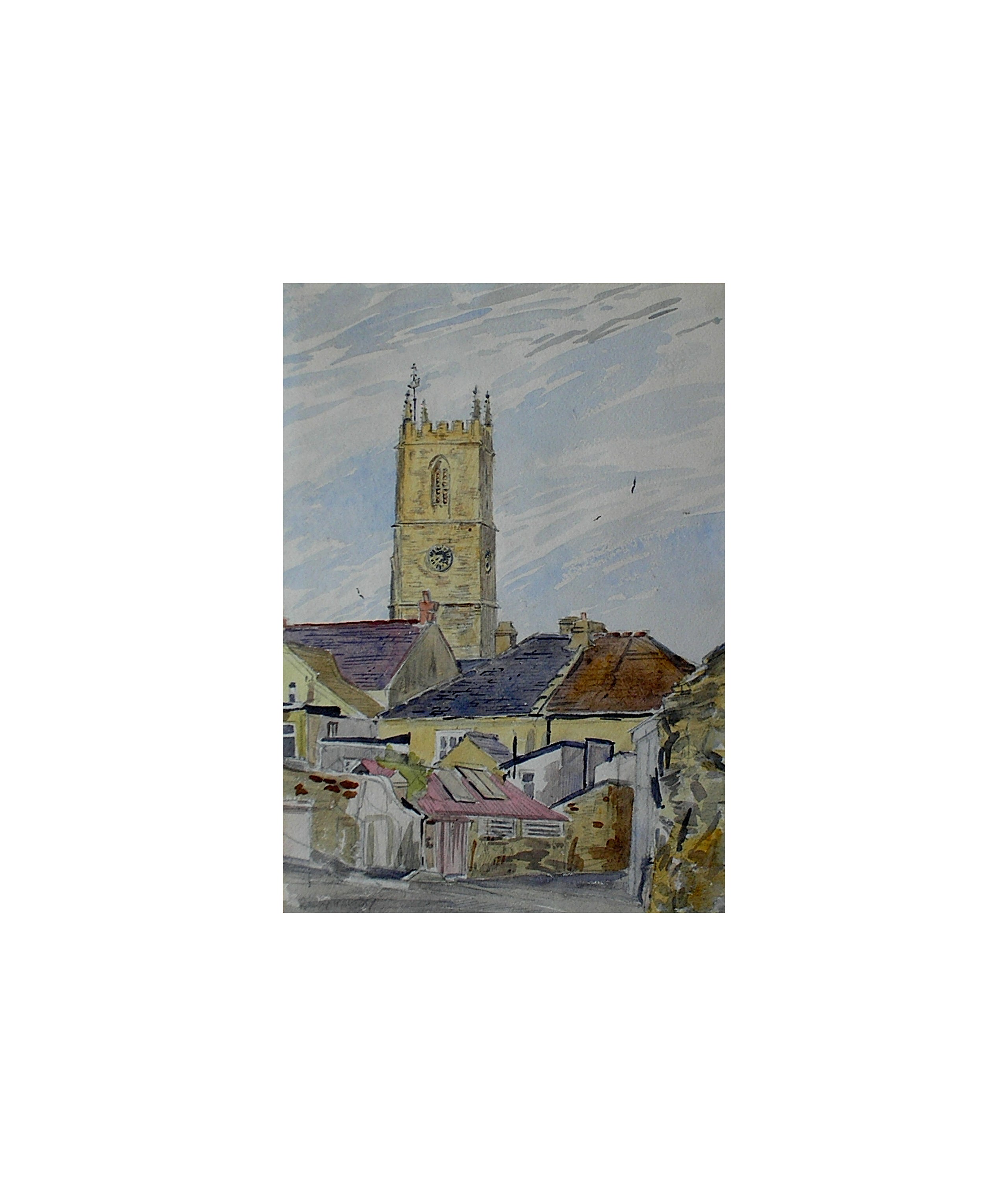 RALPH HARTLEY (1926-1988) WATERCOLOUR PAINTING A VILLAGE IN RURAL ...